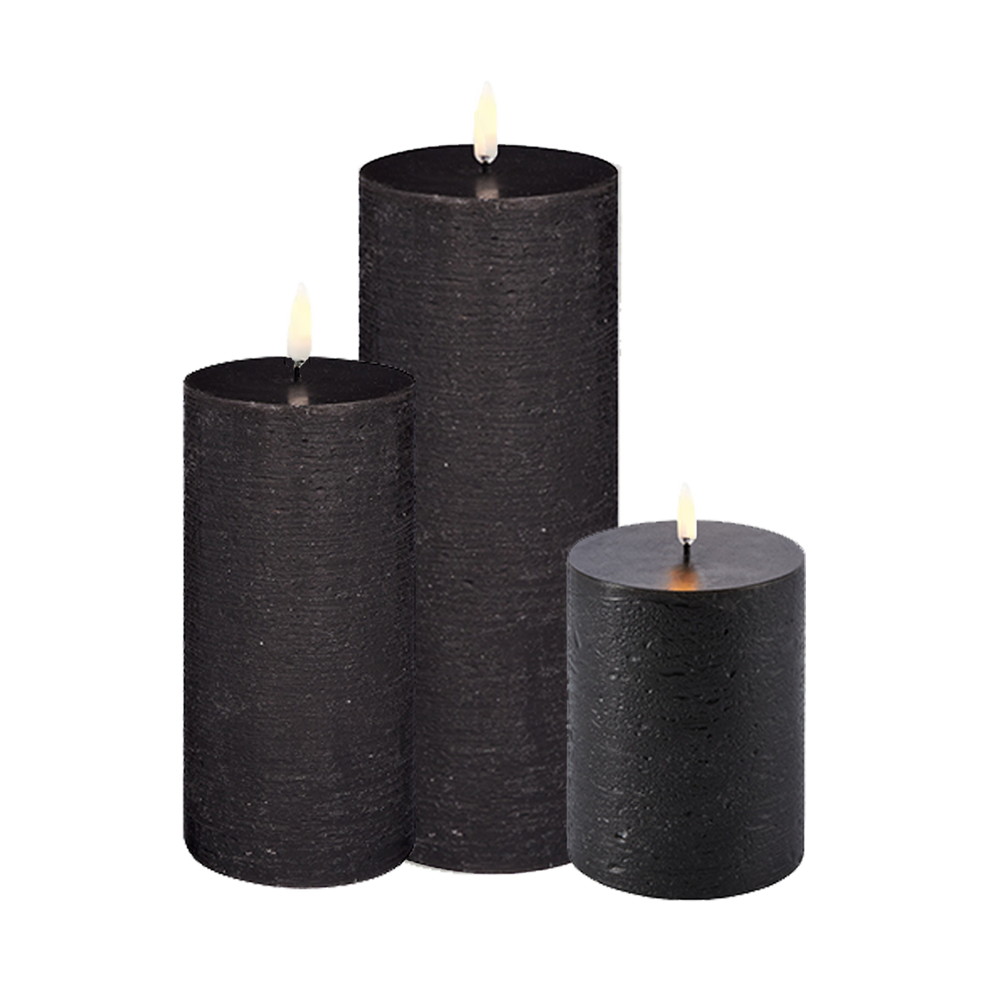 Uyuni Led Block Candle Set of 3 | Black – Gente Collection